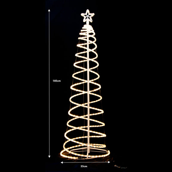 Samland Led 185cm Spiral Rope Light Christmas Tree Star Motif Warm Whi ...