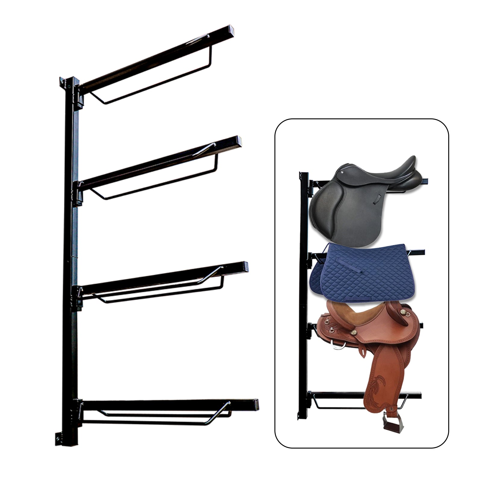 Samland Foldable 4-Tier Saddle Rack Wall Mounted Saddle Stand Space-Sa ...